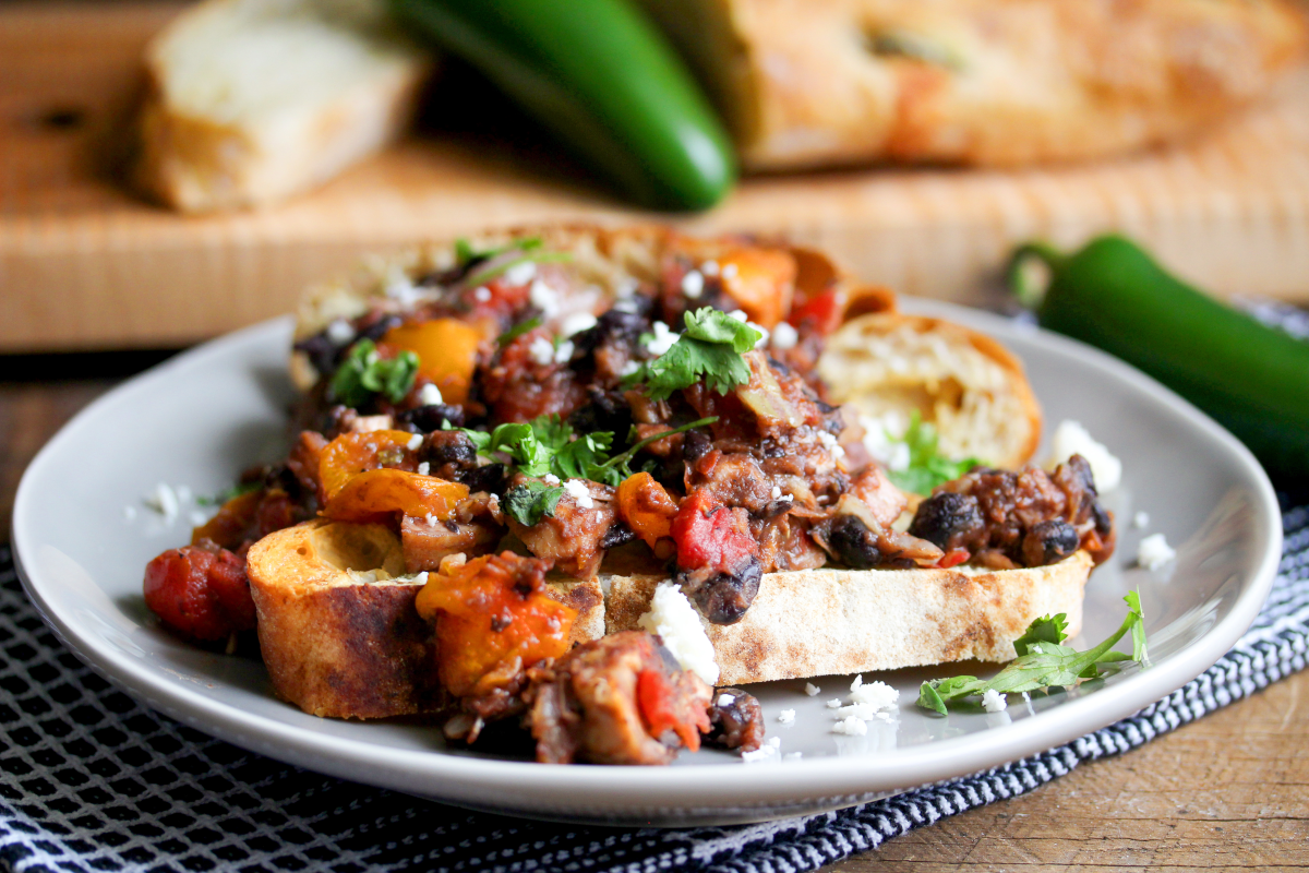 Southwestern Black Bean and Tomato Toasts - Teeny Tiny Kitchen